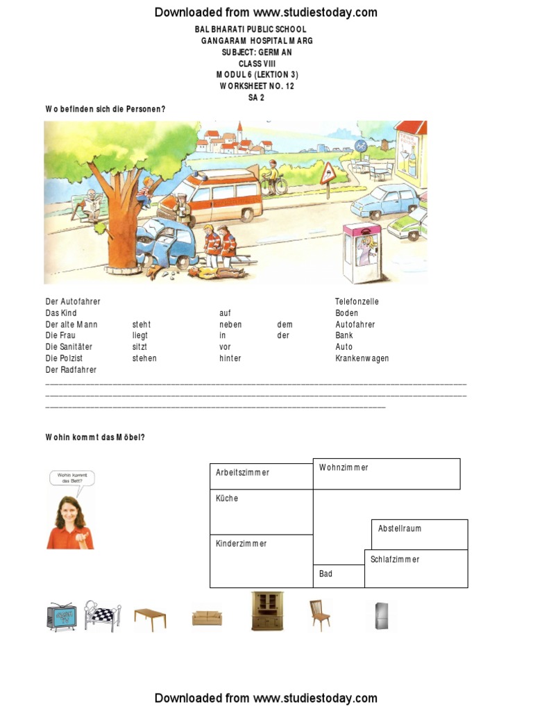 CBSE Class 8 German Worksheet | PDF