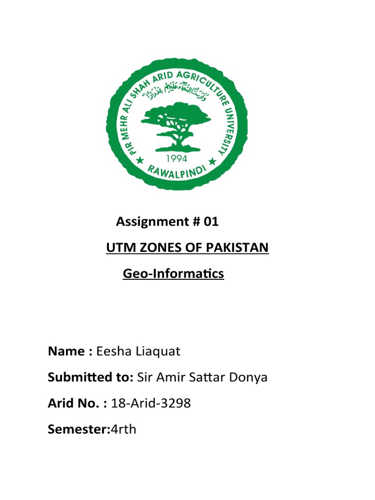 Assignment # 01: Utm Zones of Pakistan Geo-Informatics | PDF