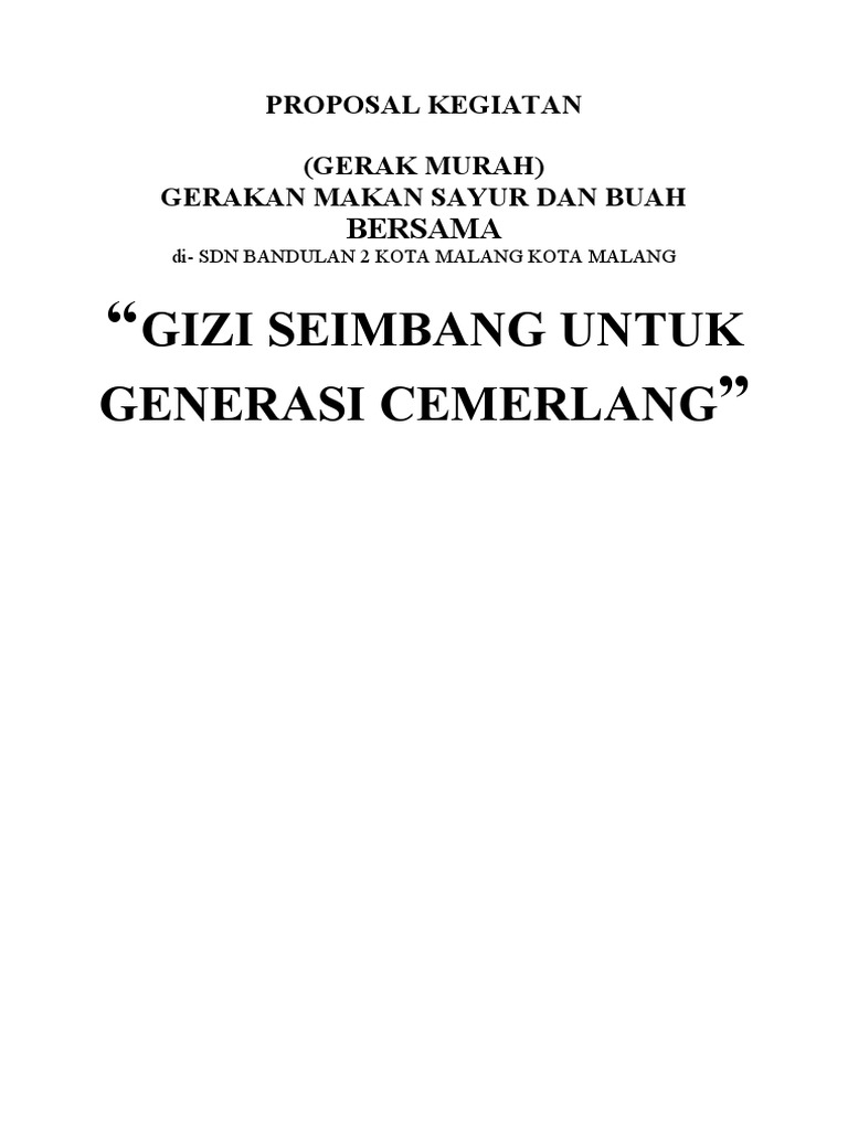 Proposal Konsumsi Buah Sayur SD BDL 02 | PDF