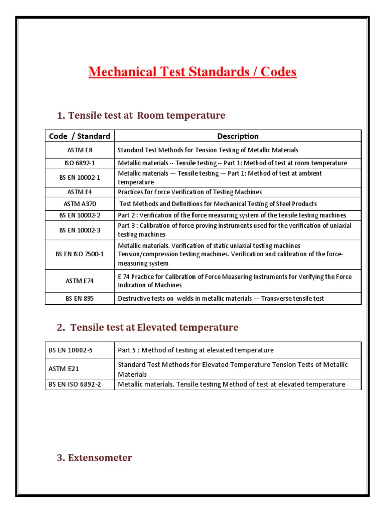 Mechanical Testing Standards Overview | PDF | Screw | Welding
