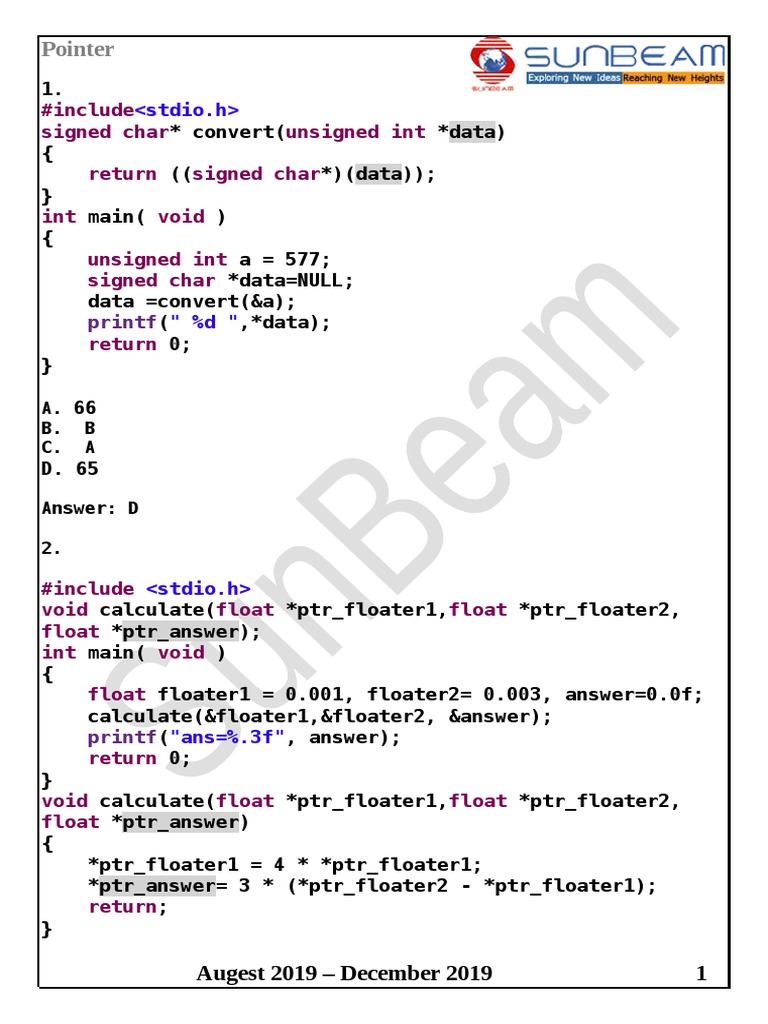 04 Pointer With Answers Updated-1 | PDF | Mathematical Logic | Computer Science