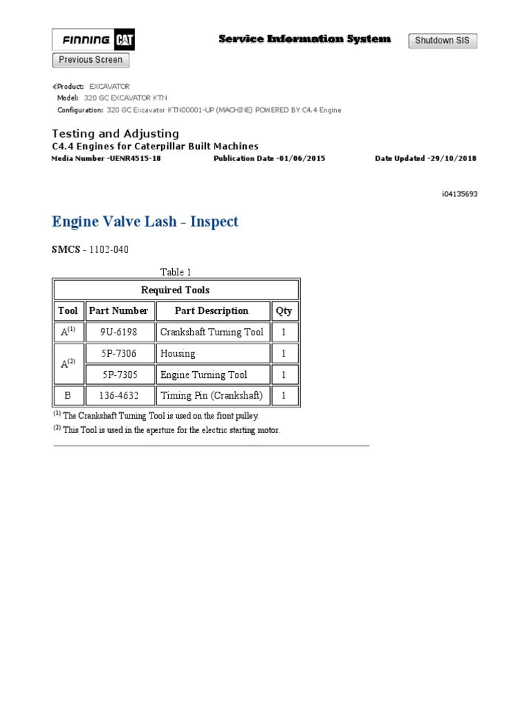 Engine Valve Lash - Inspect: Testing and Adjusting | PDF | Propulsion ...