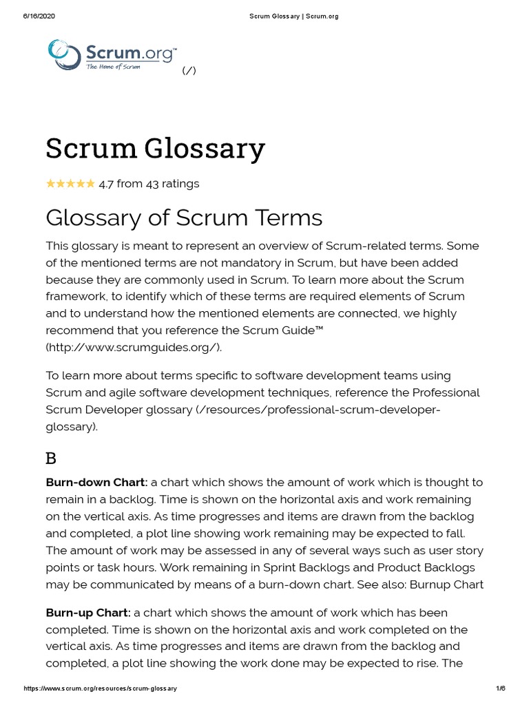 Scrum Glossary | PDF | Scrum (Software Development) | Business