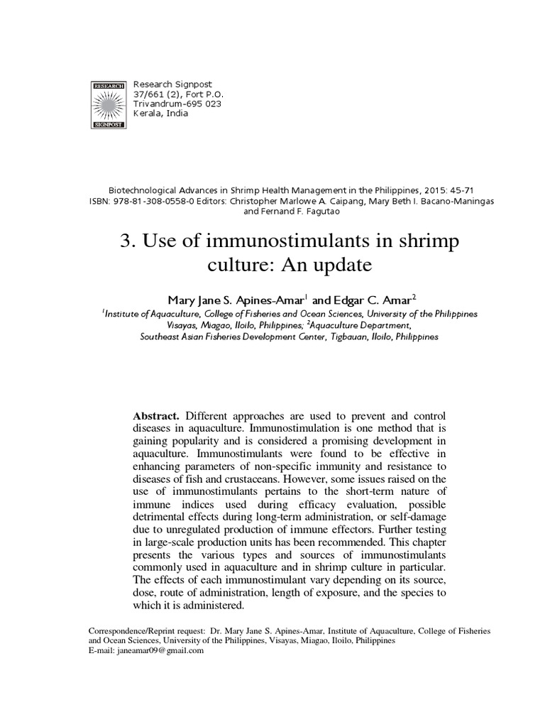 Shrimp Immunostimulants | PDF | Lipopolysaccharide | Immune System