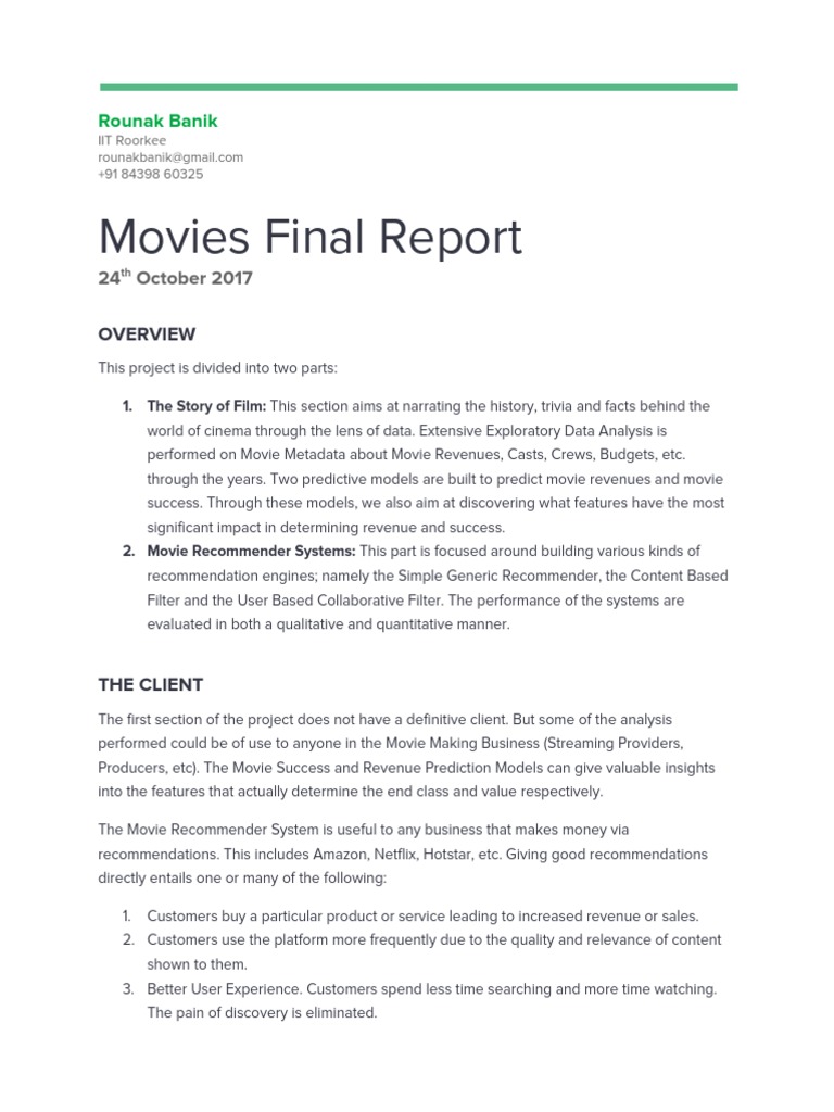 Movies Final Report | PDF