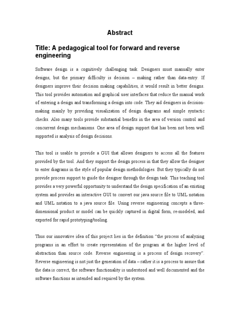 Abstract A Pedagogical Tool For Forward and Reverse Engineering | PDF | Graphical User ...