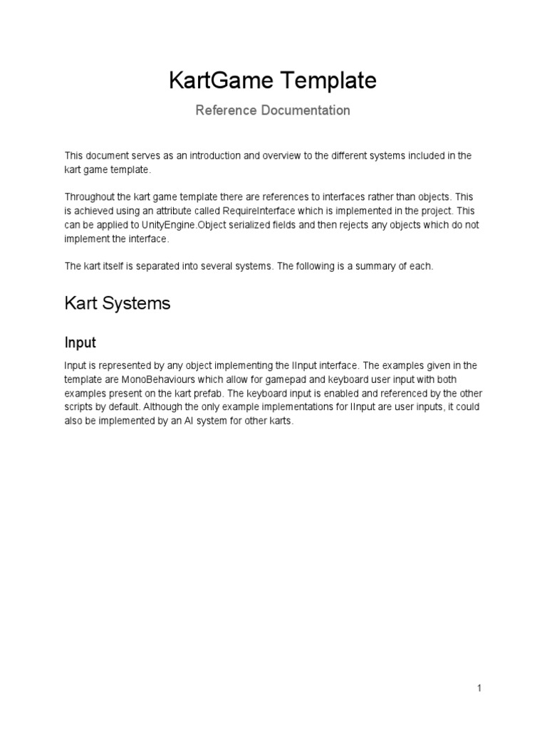 Kartgame Template: Kart Systems | PDF | Interface (Computing ...