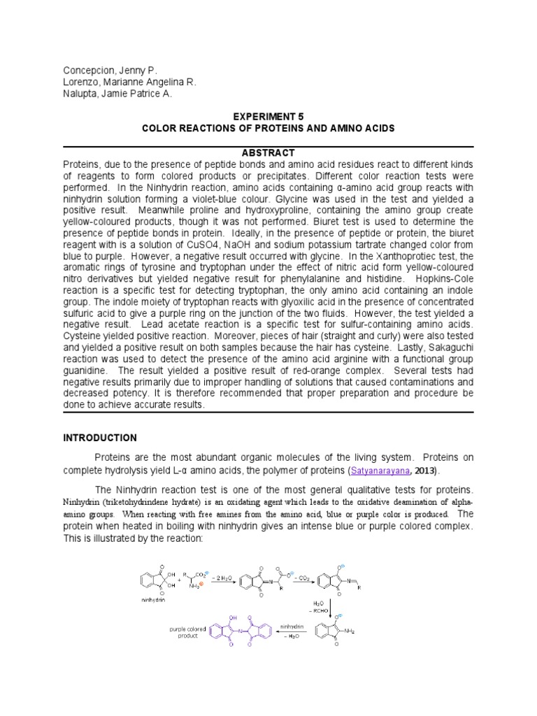 Protein Color Reaction Tests Explained | PDF | Chemical Compounds ...