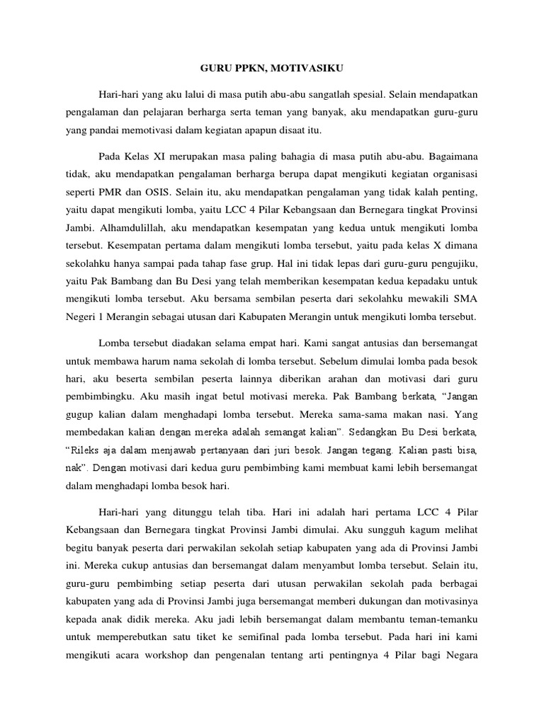 Anjas Rizky Wifisono - Guru PPKN, Motivasiku | PDF