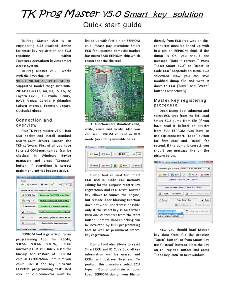 TK Prog Master v5.0 Smart Key Solution: Quick Start Guide | PDF | Lexus | Toyota