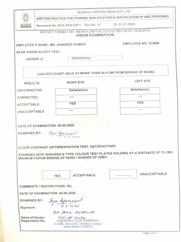 Vision Certificate | PDF