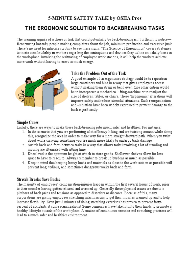 The Ergonomic Solution To Backbreaking Tasks: 5-Minute Safety Talk by ...