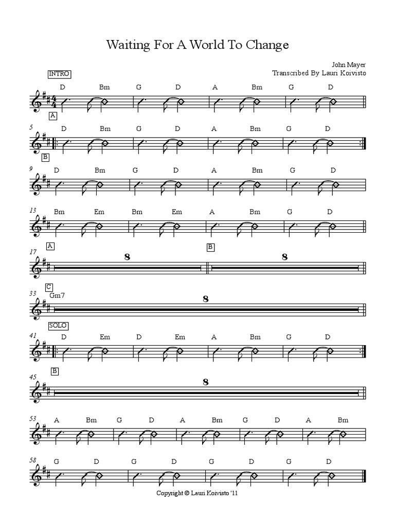 John Mayer - Waiting For A World To Change | PDF