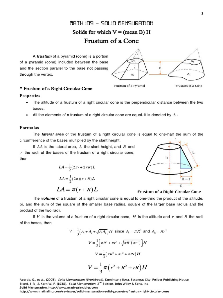 Frustum of Cone PDF | PDF | Geometric Shapes | Space