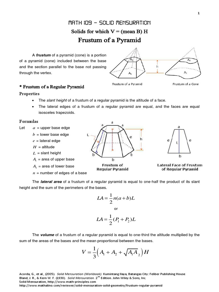 Frustum of Pyramid PDF | PDF | Area | Euclidean Geometry
