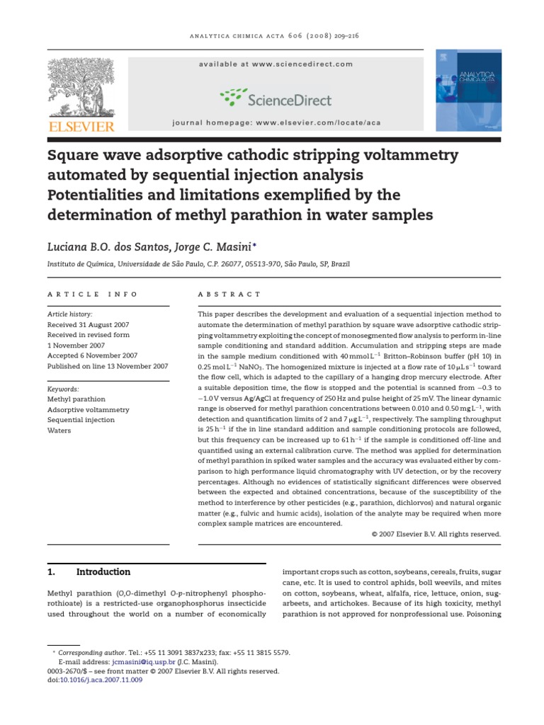 Square Wave Adsorptive Cathodic Stripping Voltammetry Automated by Sequential Injection Analysis ...