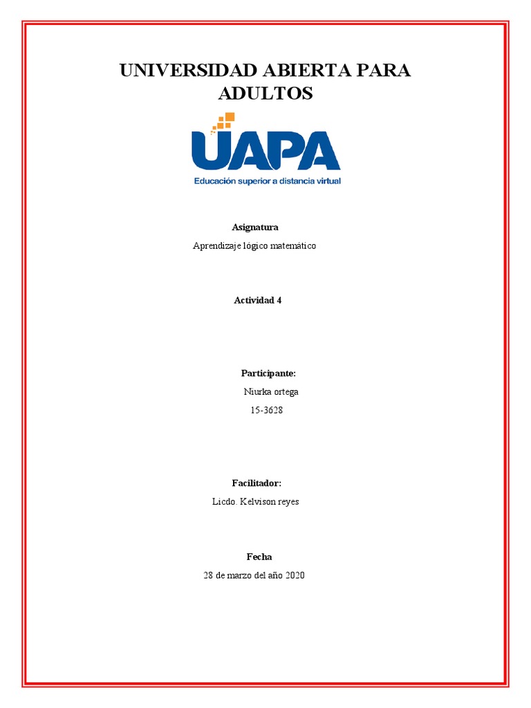 aPRENDIZAJE LOG. TAREA 4,,, NIURKA | PDF | Conjunto (Matemáticas) | Enseñanza de matemática