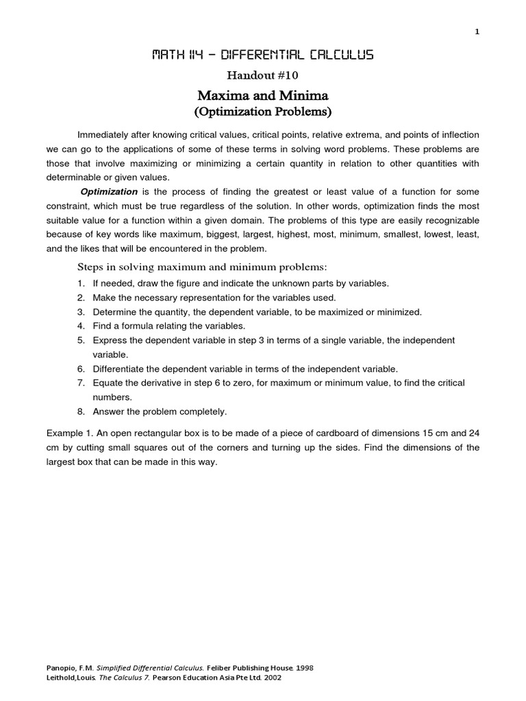 Maxima and Minima PDF | PDF | Maxima And Minima | Mathematical Optimization
