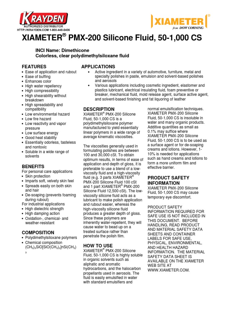 Xiameter PMX-200 Silicone Fluid, 50-1,000 CS | PDF | Sewage Treatment ...