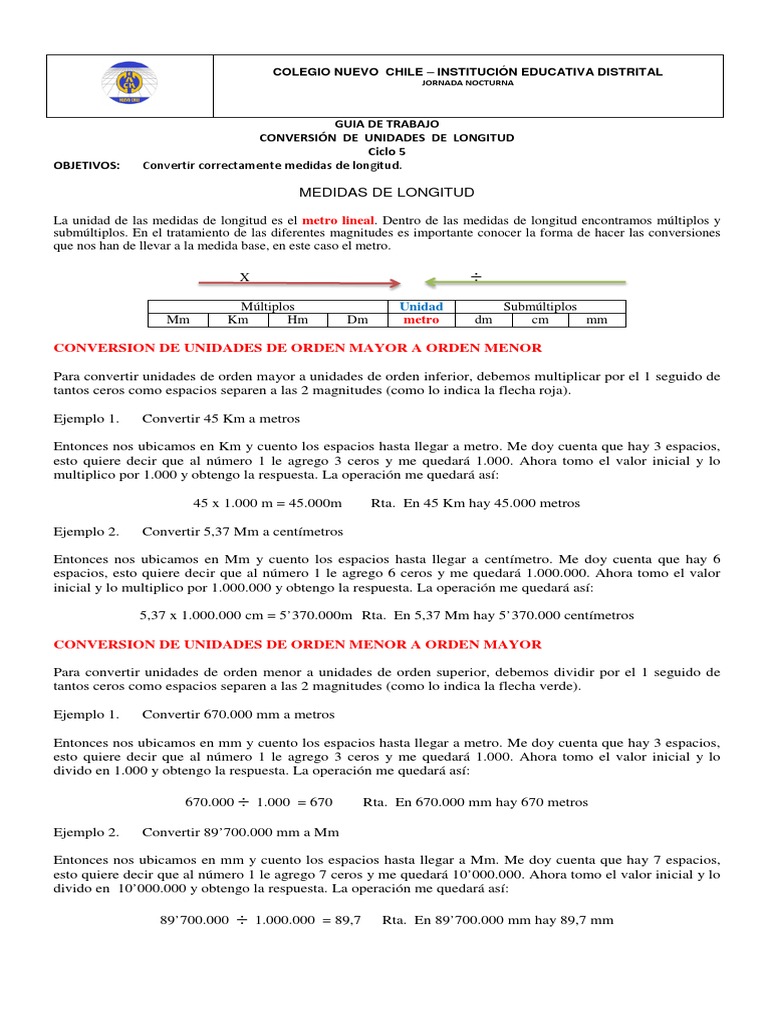 Guía de Conversión de Longitudes | PDF | Longitud | Distancia