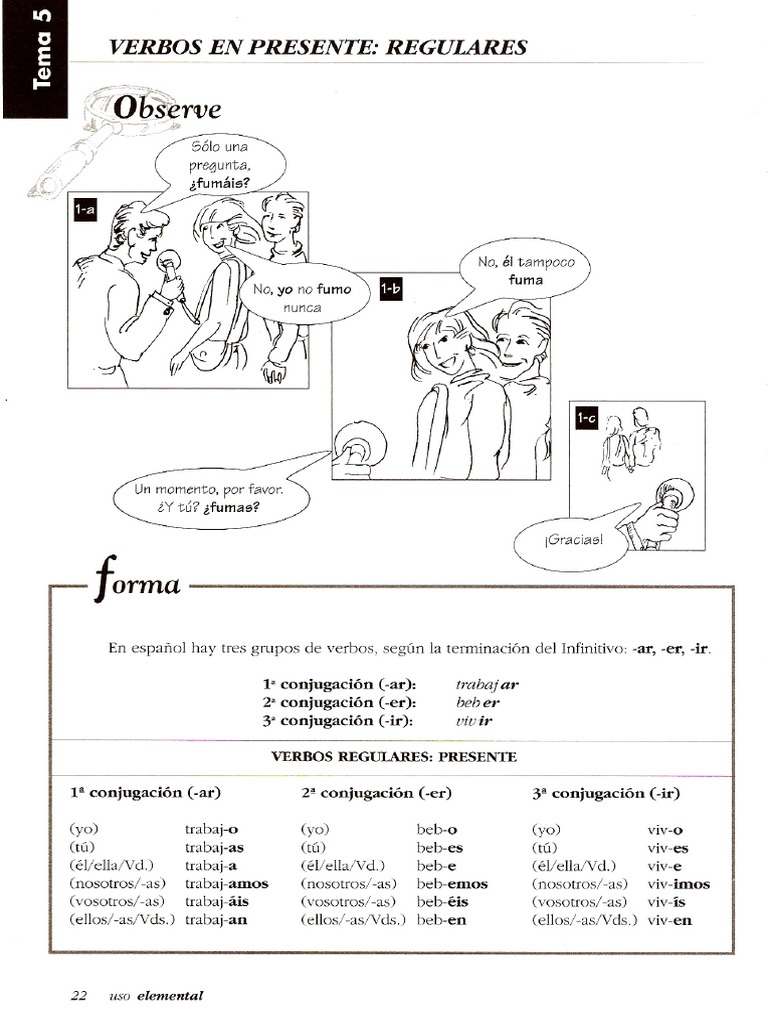 Tema 5 - Verbos en Presente. Regulares | PDF