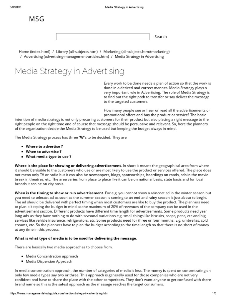 Media Strategy in Advertising | PDF | Direct Marketing | Advertising