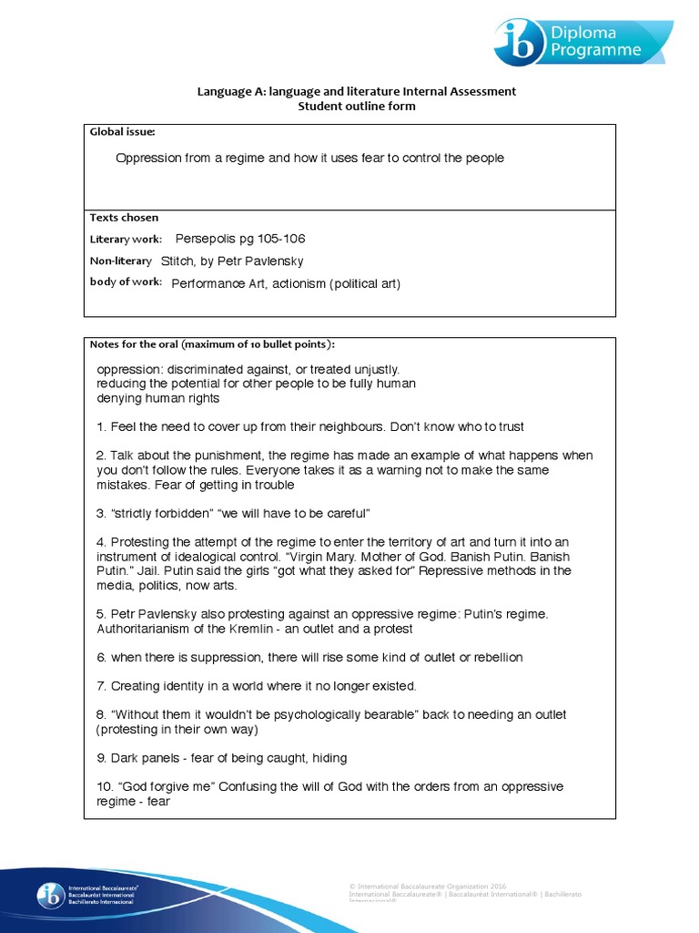 Mock Internal Oral IBDP Eng A HL | PDF