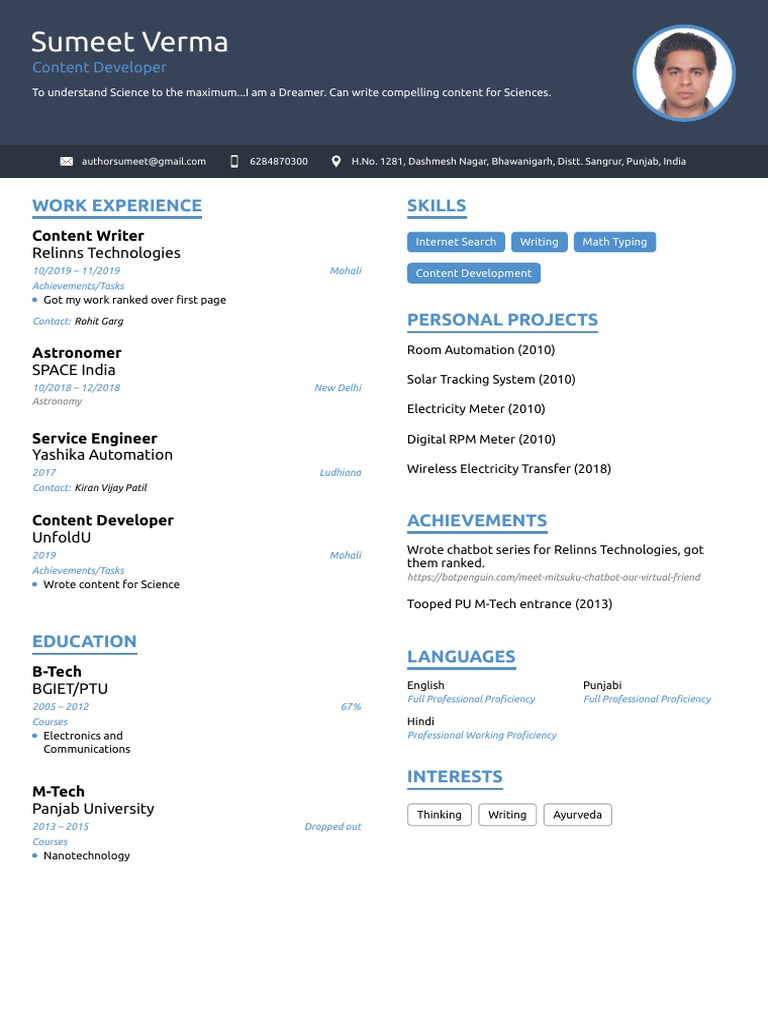 Sumeet's Resume | PDF | Punjab | Communication