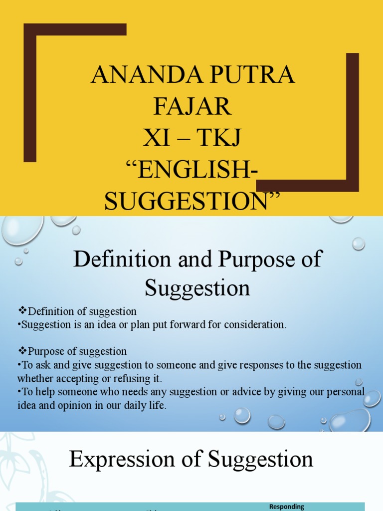Understanding Suggestions in English | PDF | Subject (Grammar) | Verb