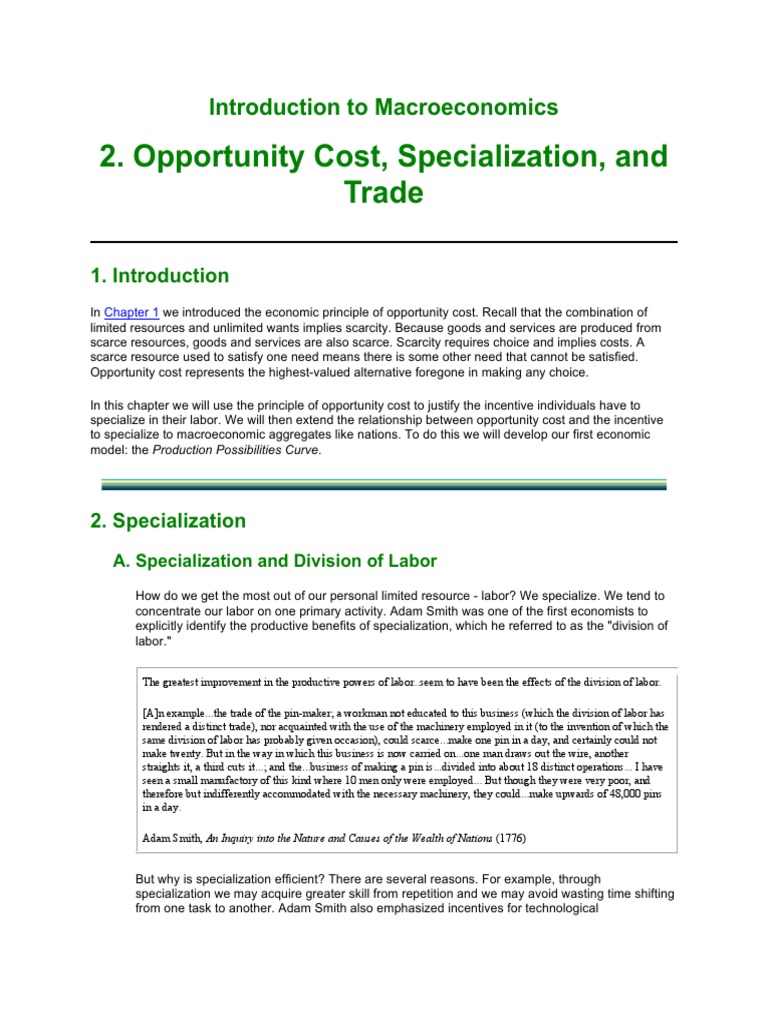 Opportunity Cost, Specialization, and Trade: Introduction To ...