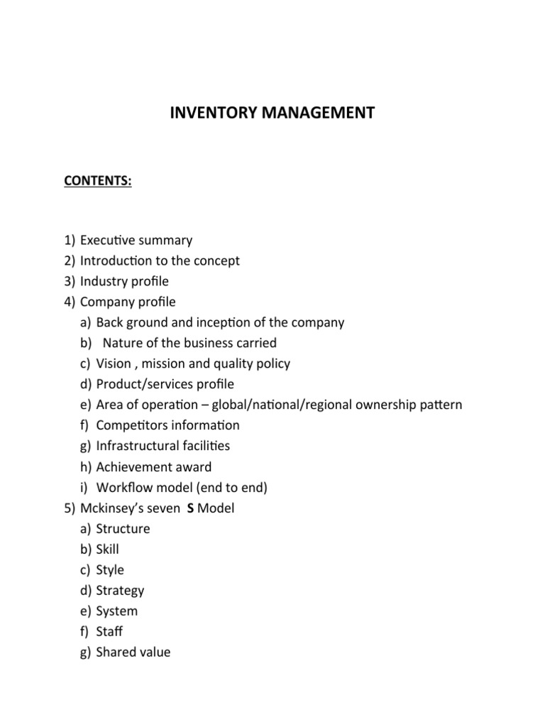 Inventory Management: Contents | PDF