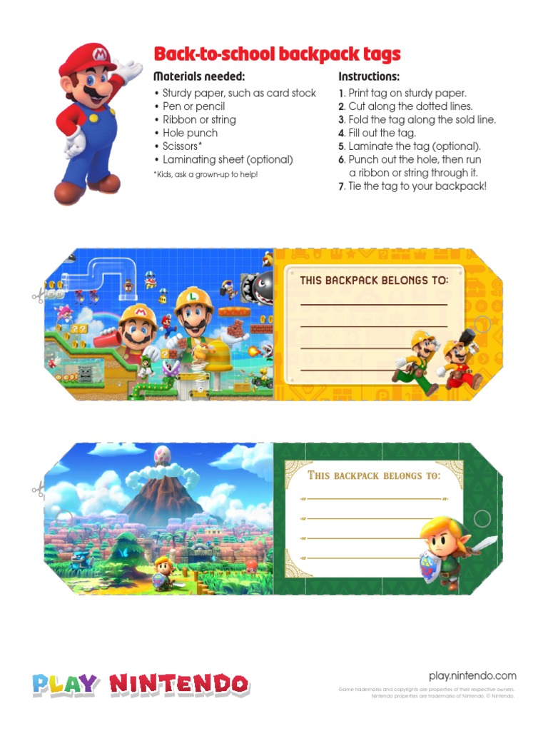 Back-To-School Backpack Tags | PDF