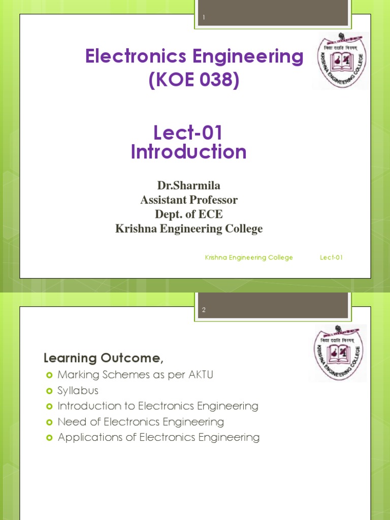 Electronics Engineering (KOE 038) : Lect-01 | PDF