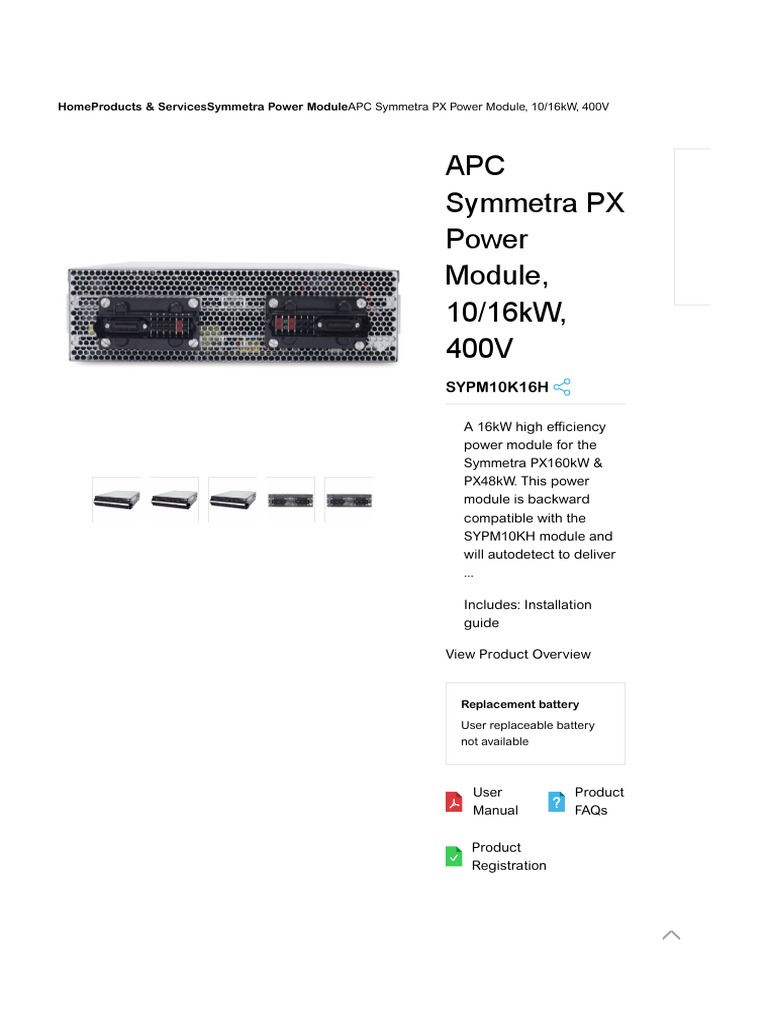 APC Symmetra PX Power Module, 10 - 16kW, 400V - APC Thailand PDF | PDF ...