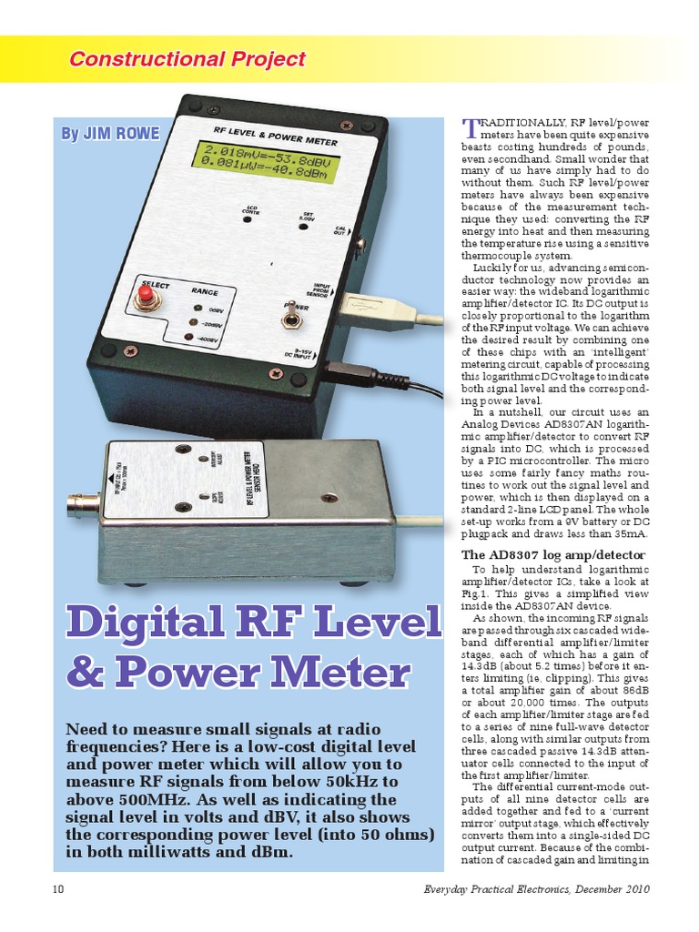 Digital RF Level & Power Meter | Download Free PDF | Decibel | Detector ...