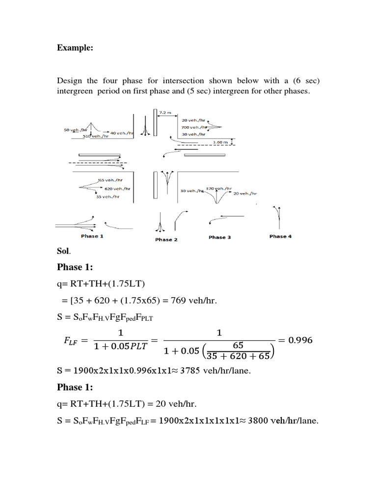 Design The Four Phase For Intersection Shown Below With A (6 Sec ...