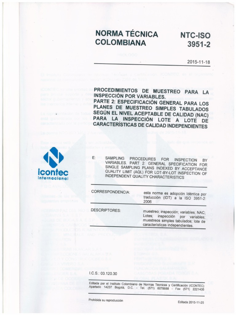NTC Iso 3951 2 | PDF