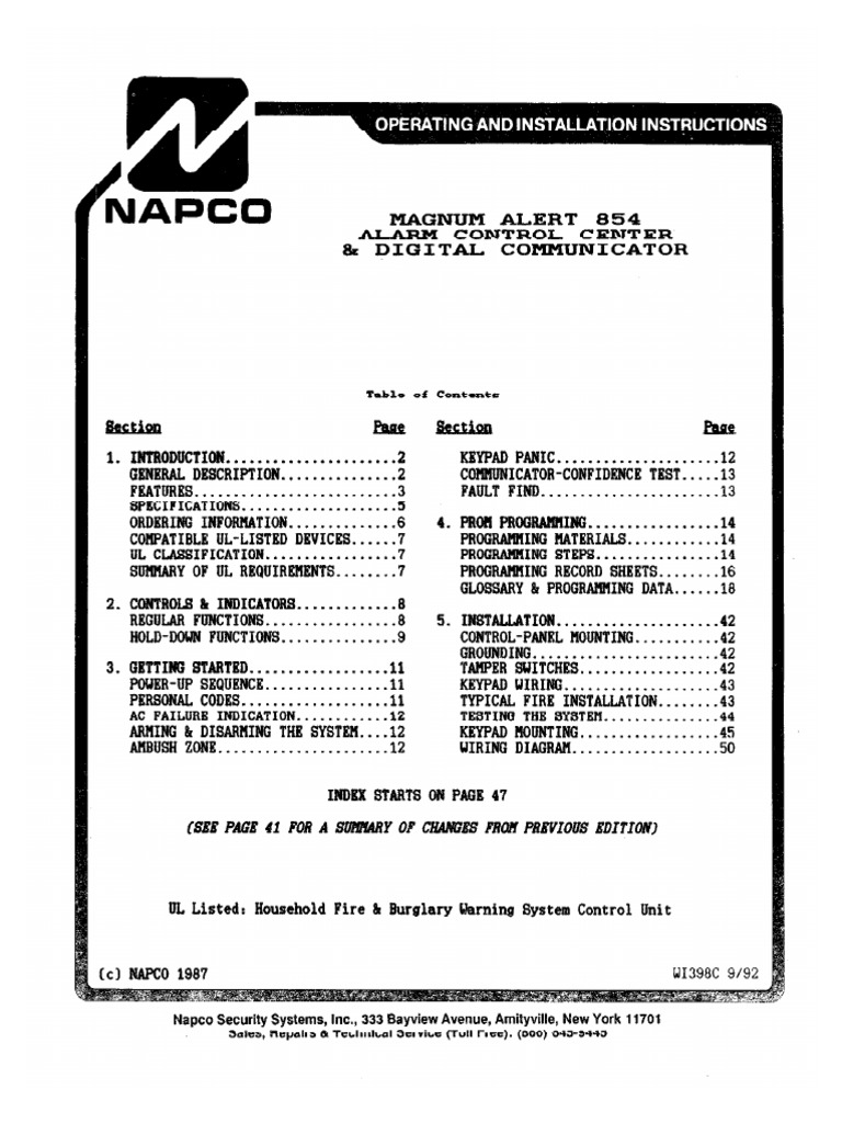 Manual Alarma Napco | PDF