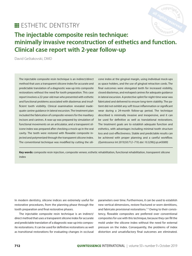 The Injectable Composite Resin Technique Minimally Invasive ...