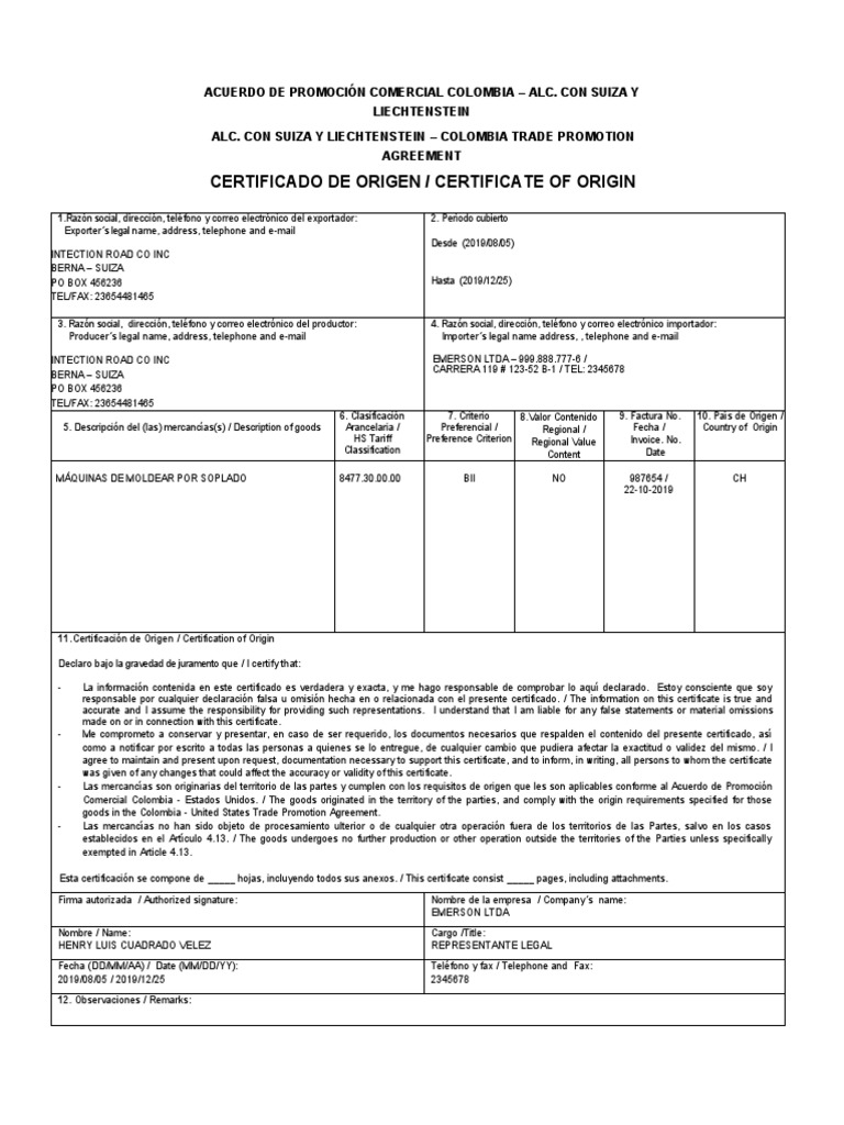 Certificado Origen | PDF | Industrias | Comercio