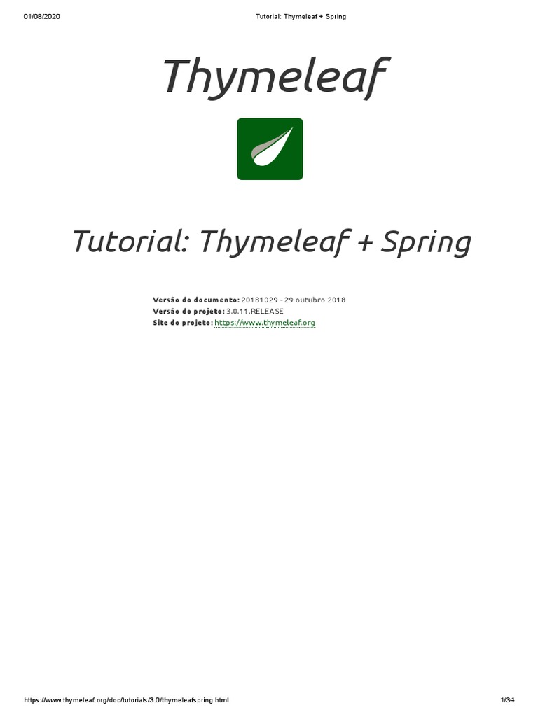 Tutorial Thymeleaf Spring Pdf Model View Controller Mvc Páginas Do Servidor Java