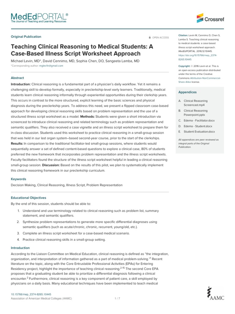 Clinical Reasoning | PDF | Medical School | Curriculum