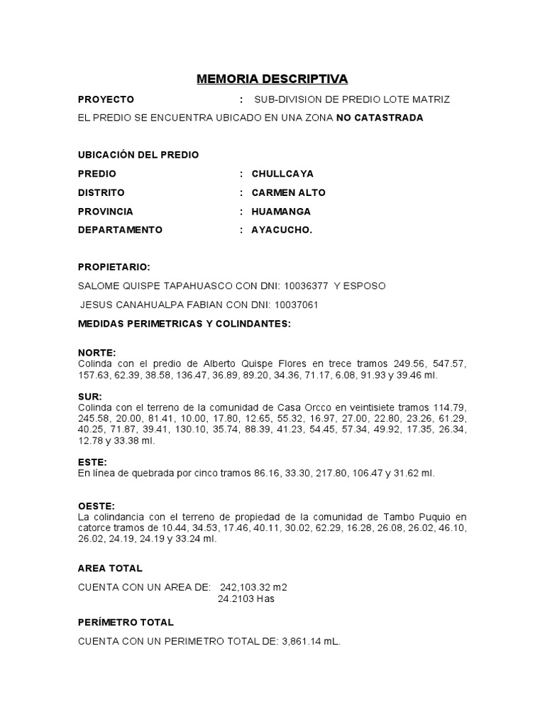 Memoria - Descriptiva Lote C | PDF