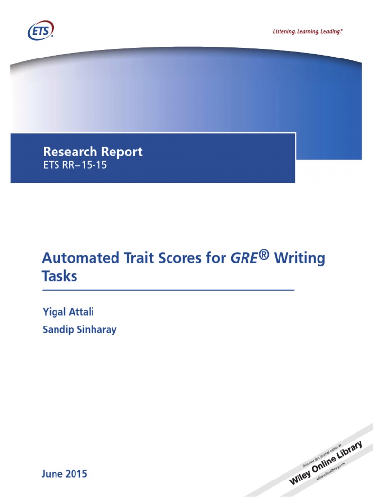 Research Report: Automated Trait Scores For GRE® Writing Tasks | PDF ...
