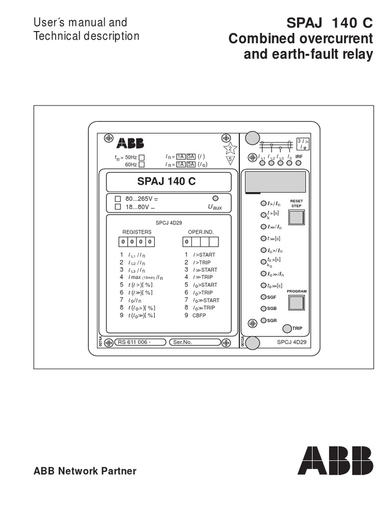 Spaj 140 C Combined Overcurrent and Earth-Fault Relay: User S Manual ...