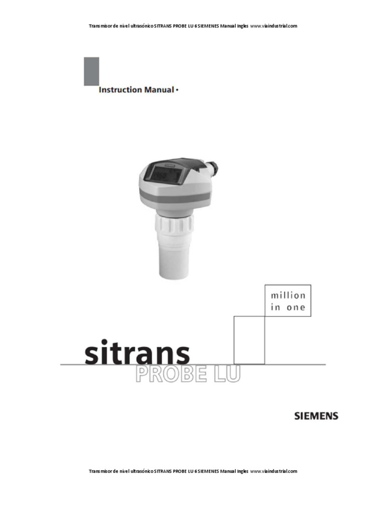 Transmisor de Nivel Ultrasonico SITRANS PROBE LU 6 SIEMENES Manual Ingles PDF | PDF
