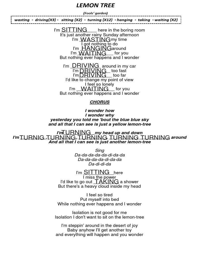 Lemon Tree Lyrics by Fools Garden | PDF