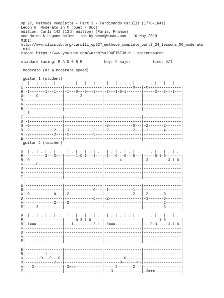 Ferdinando Carulli - Metodo Completo Per Chitarra, Op.27, Parte Terza ...