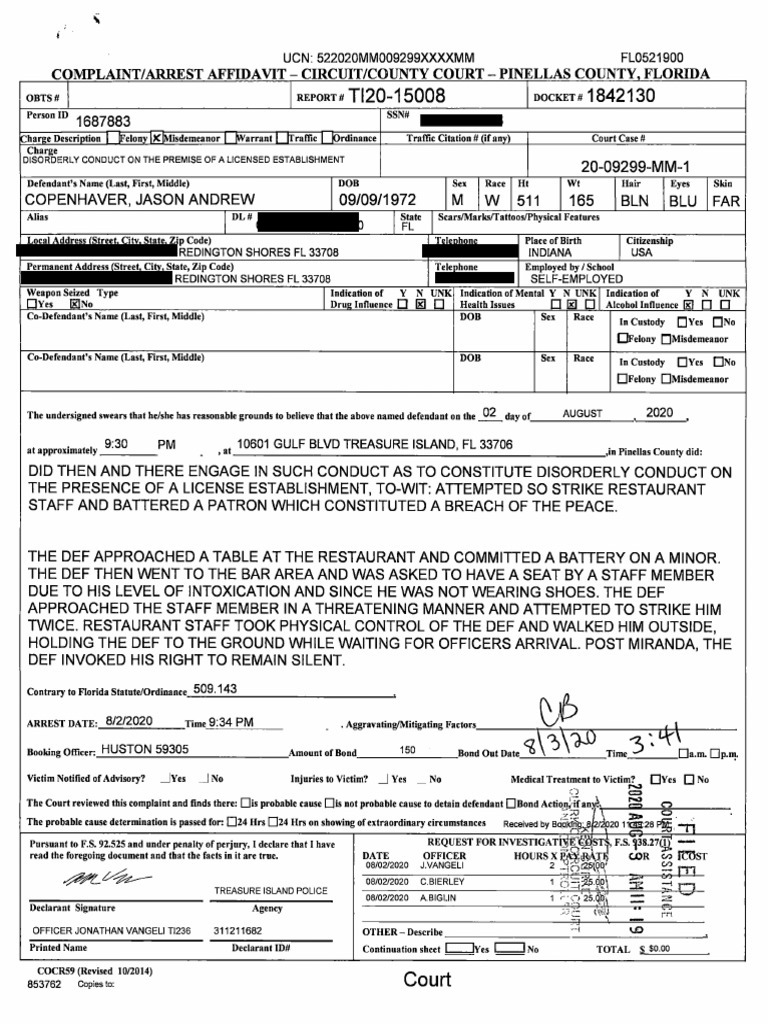 Jason Copenhaver Disorderly Conduct Case | PDF | Right To Silence ...