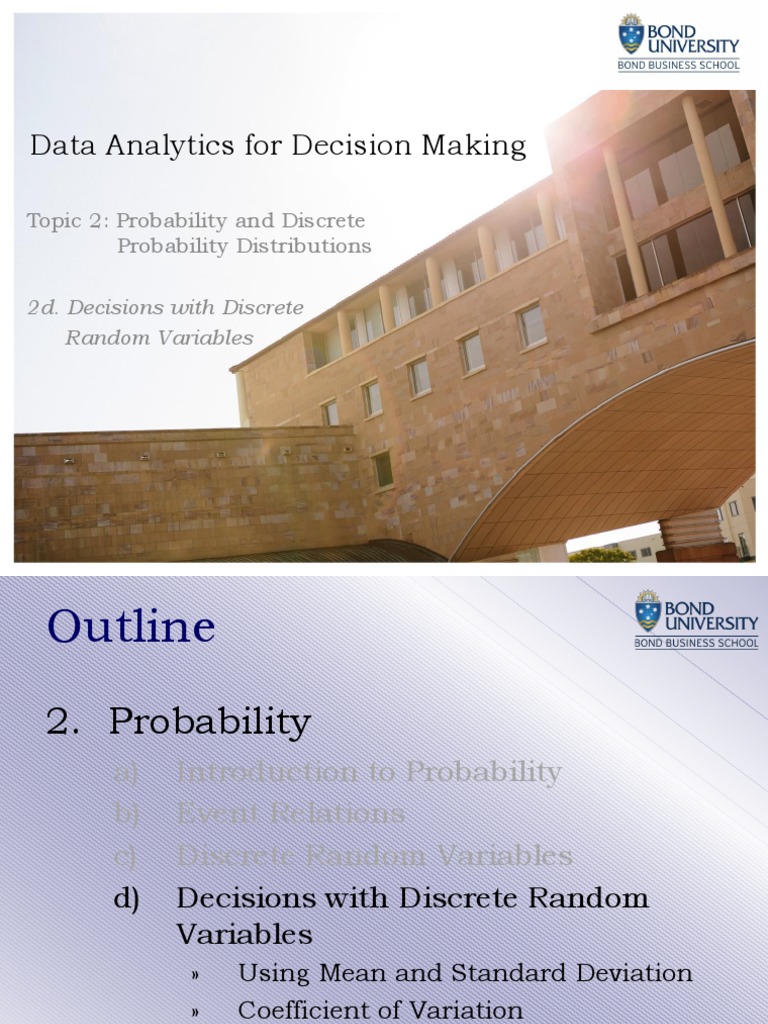 Data Analytics For Decision Making: Topic 2: Probability and Discrete ...